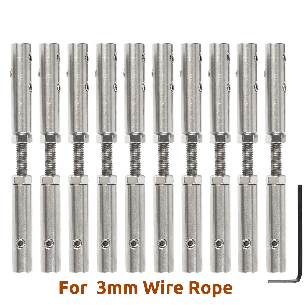 10PCS-1-8-3mm-Wire-Both-End-Fitting-Threaded-Stud-Tensioner-Handscrew ...