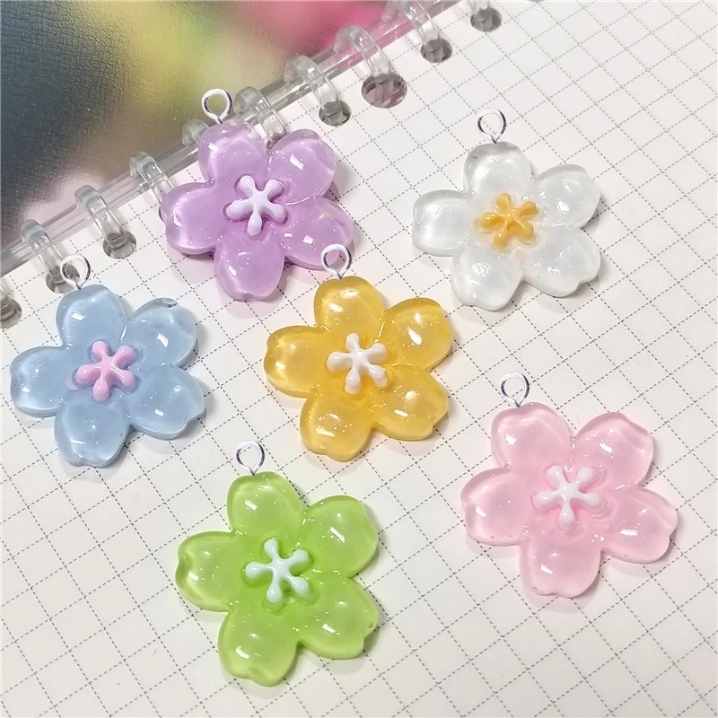 10pcs-Japan-Cherry-Blossom-Sakura-Charms-Resin-Clear-Flowers-Pendant ...
