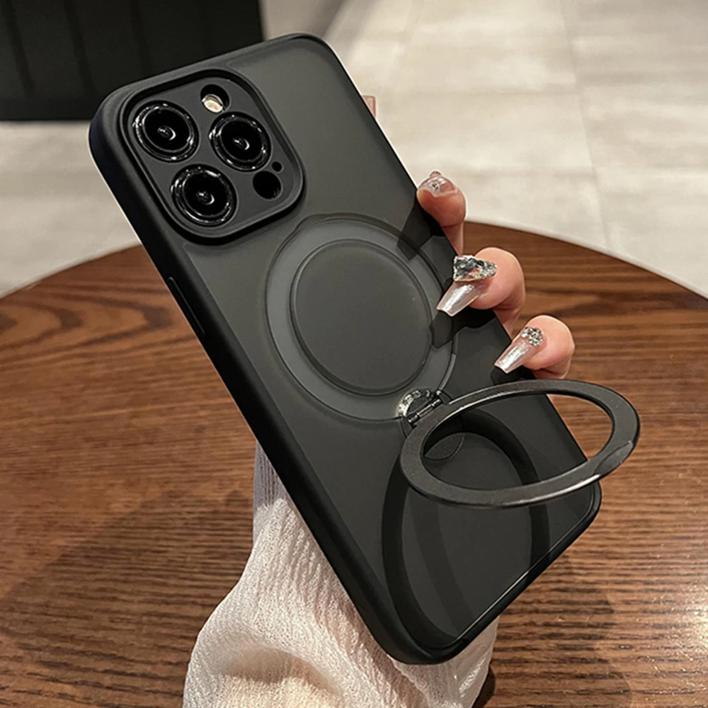 Luxury-Matte-Magnetic-Bracket-Holder-Case-For-iPhone-15-Pro-Max-14-Plus ...