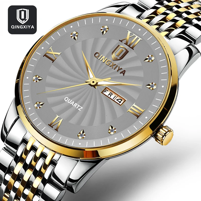 QINGXIYA Mens Watches Top Brand Luxury Stainless Steel Quartz Watch for ...