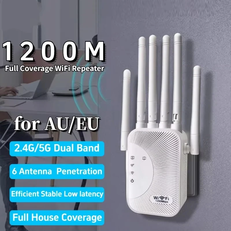 New 1200M WiFi Repeater 2.4G/5G Dual Band Wifi Amplifier Network ...