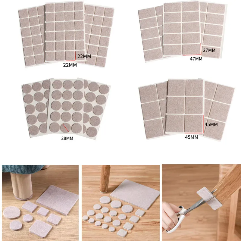 New-Thick-Felt-Chair-Leg-Pads-Round-Square-Floor-Protector-Self ...