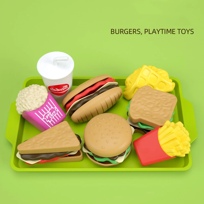Children Kitchen Toys Hamburger Set Play House Mini Artificial Food ...