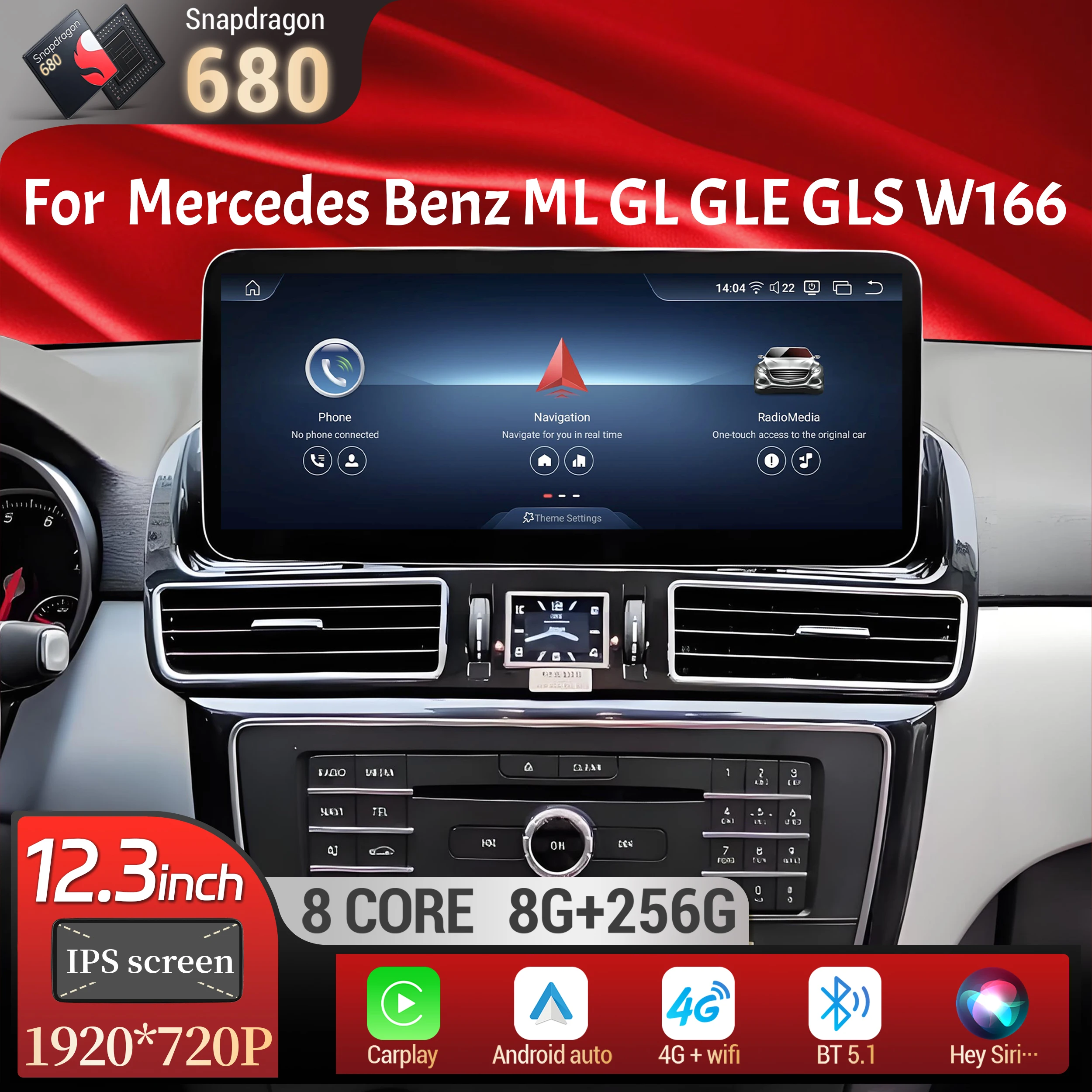 12.3inch Car Radio For Mercedes Benz ML GL GLE GLS W166 X166 2012-2019 ...