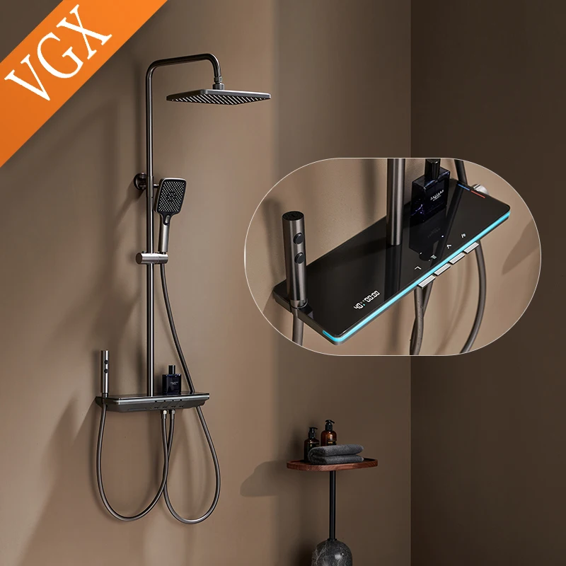 VGX-LED-Digital-Shower-System-Modern-Bathroom-Temperature-Display-Shower-Faucet-Set-Rainlfall ...