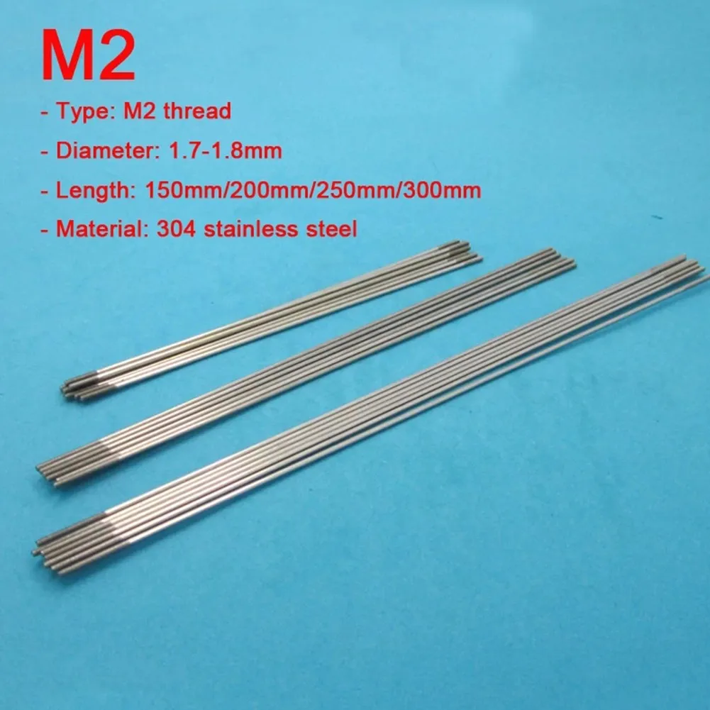 10PCS M2 Stainless Steel Threaded Tie Push Rod Servo Linkage Dia 1.8/2 ...