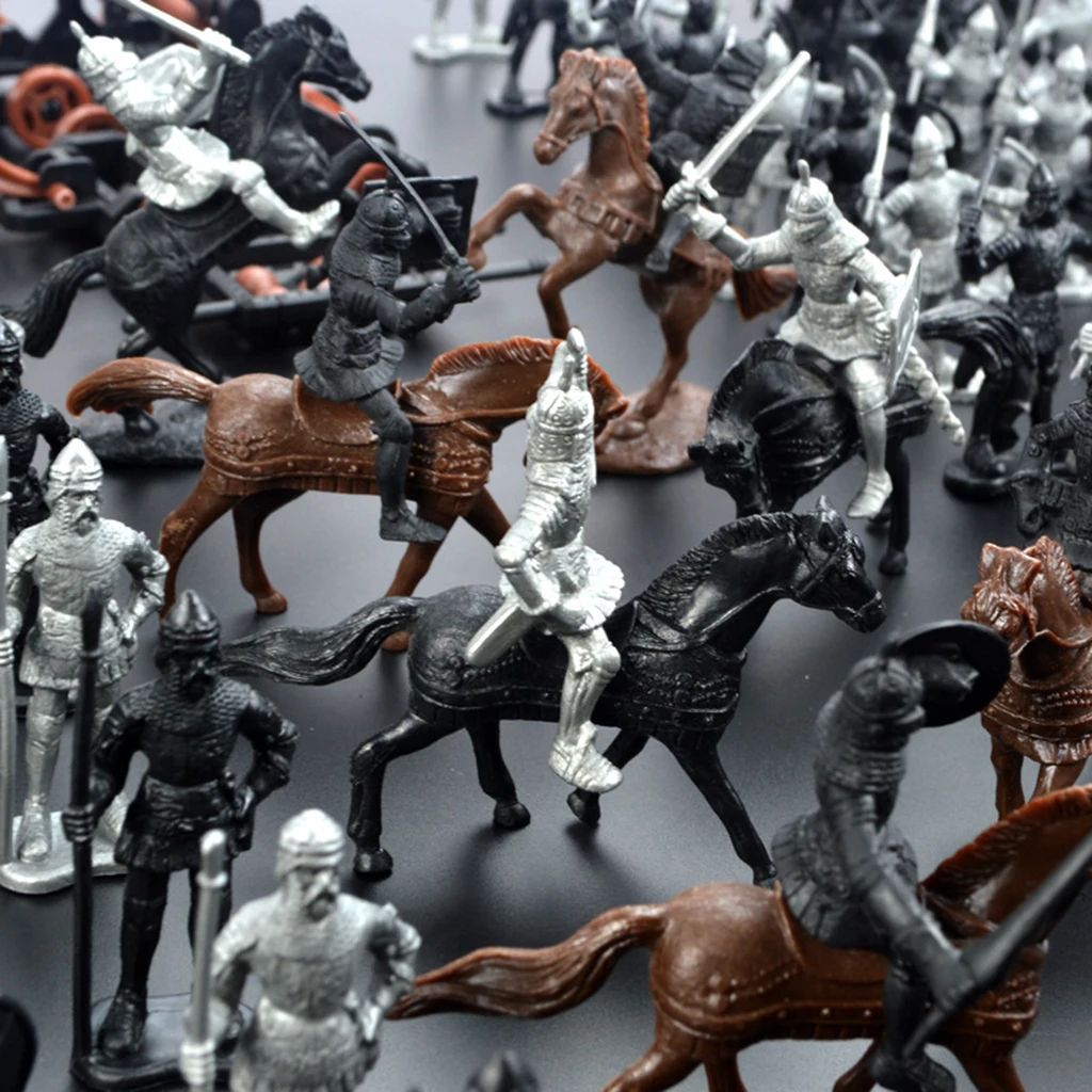 28pcs-Middle-Ages-Archaic-Medieval-Figures-Knight-Horses-Soldiers-Army ...