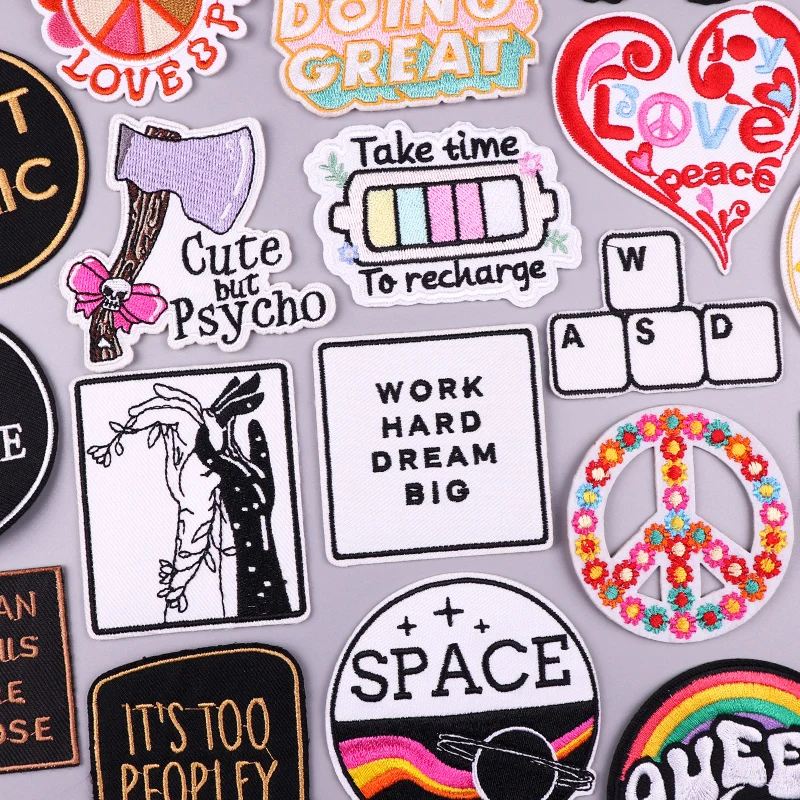 Work Hard Dream Big/Letter Slogan Patch Iron On Patches Cartoon Letter ...