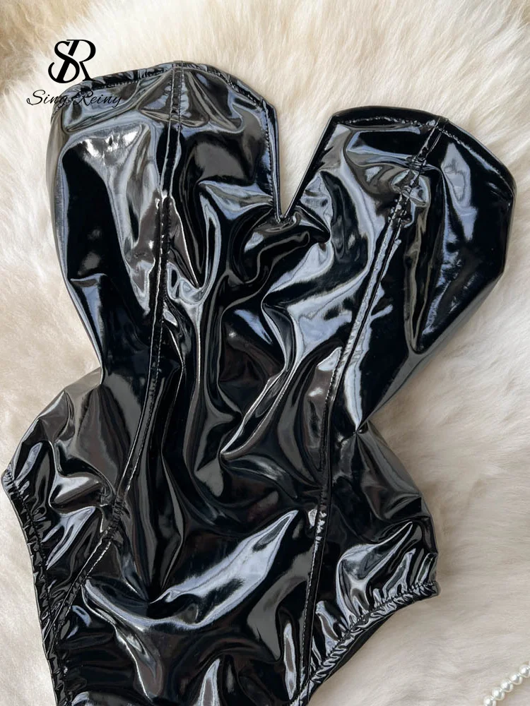 SINGREINY-Combinaisons de batterie sexy en cuir PU pour femmes ...