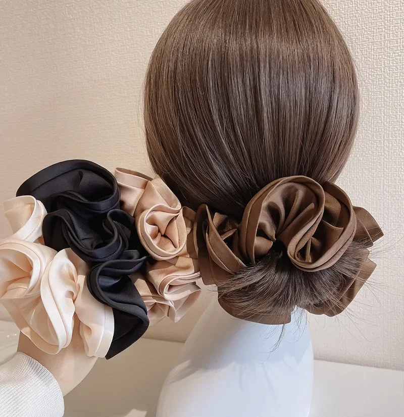 Korean-Fashion-Big-Size-Scrunchie-Ruffle-Elastic-Hair-Bands-Girls-Updo ...