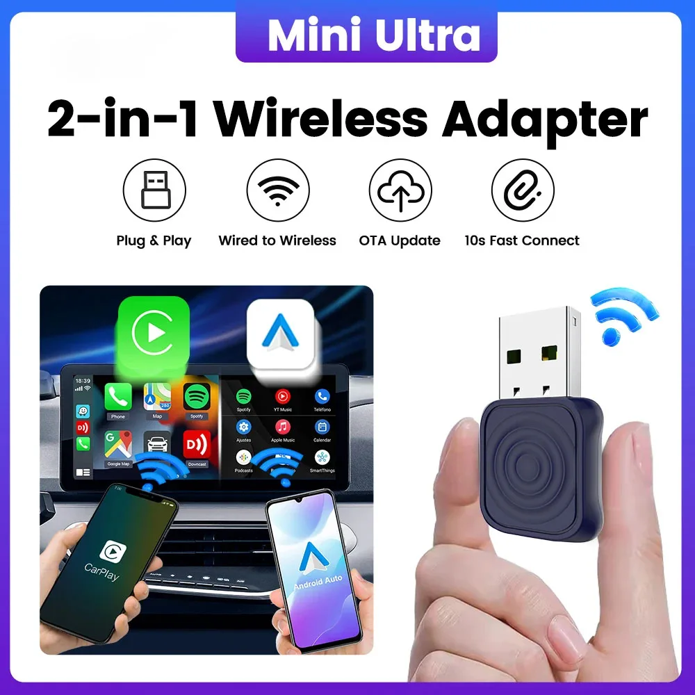 Mini Ultra Car Smart Box - Convert Wired CarPlay/Android Auto to ...