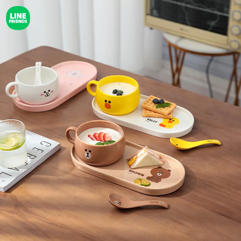 Line-Friends-Tableware-Set-Kawaii-BROWN-CONY-SALLY-Cute-Cartoon-Creative-Ceramic-Household ...