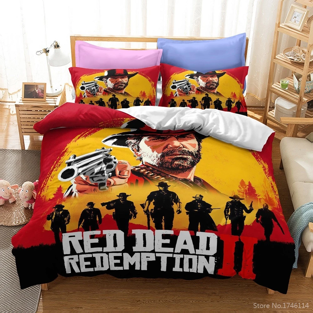 Red Dead Redemption Shooting Game 3d Bedding Set Queen King Size Duvet ...