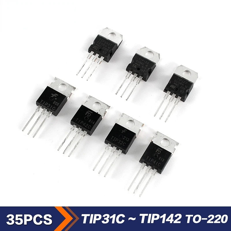 35PCS TIP31C TIP32C TIP41C TIP42C TIP122 TIP127 TIP142 7 values Transistor Set,TIP31 TIP32 TIP41 ...