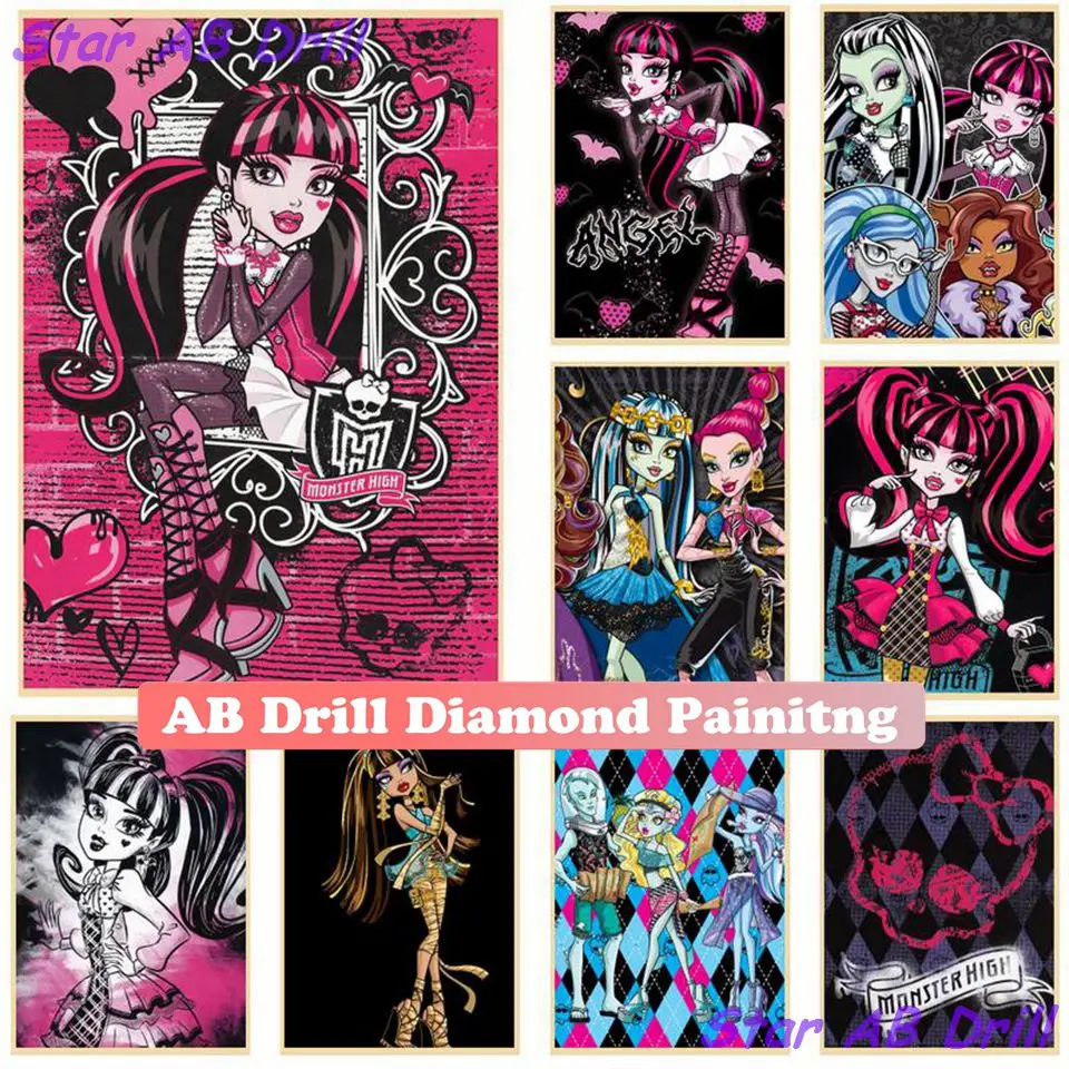 Girl-5D-Diamond-Mosaic-Art-Painting-Kits-Cartoon-Monster-High-Personal ...