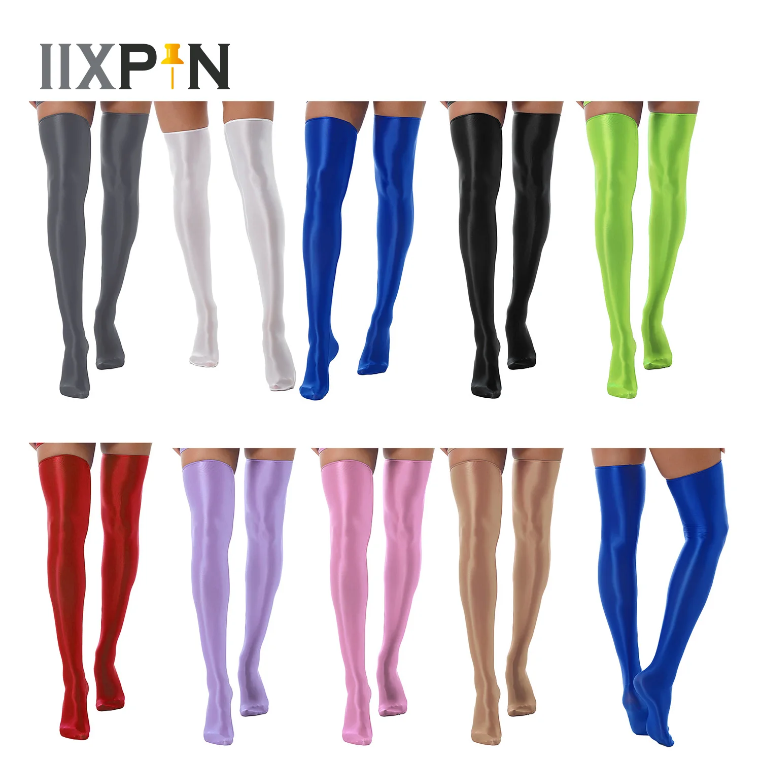 1 Pair Sexy Over Knee Socks Japanese Thigh High Stockings Solid Oil ...