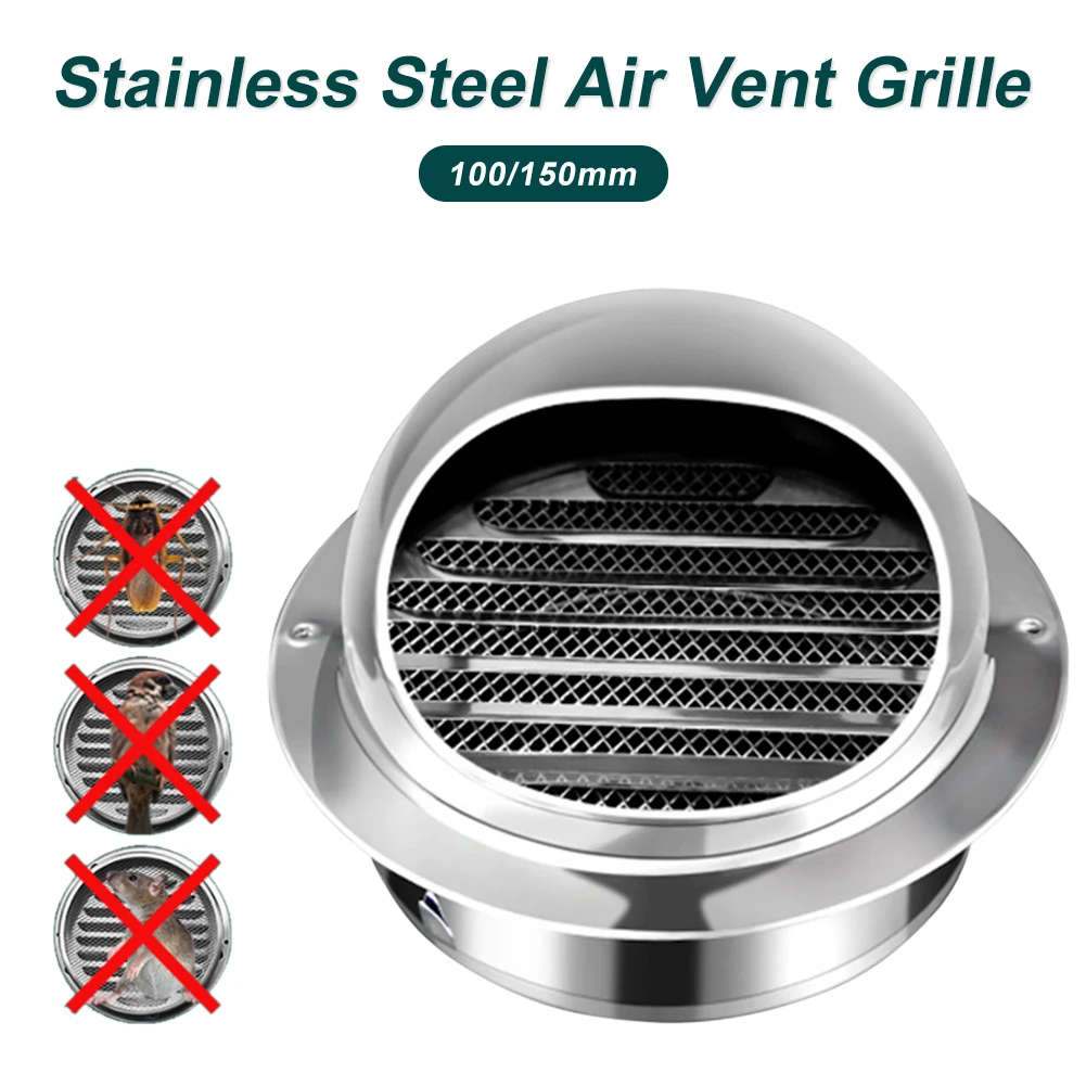 100-150mm-Air-Vent-Grille-Stainless-Steel-Round-Bull-Nosed-External ...