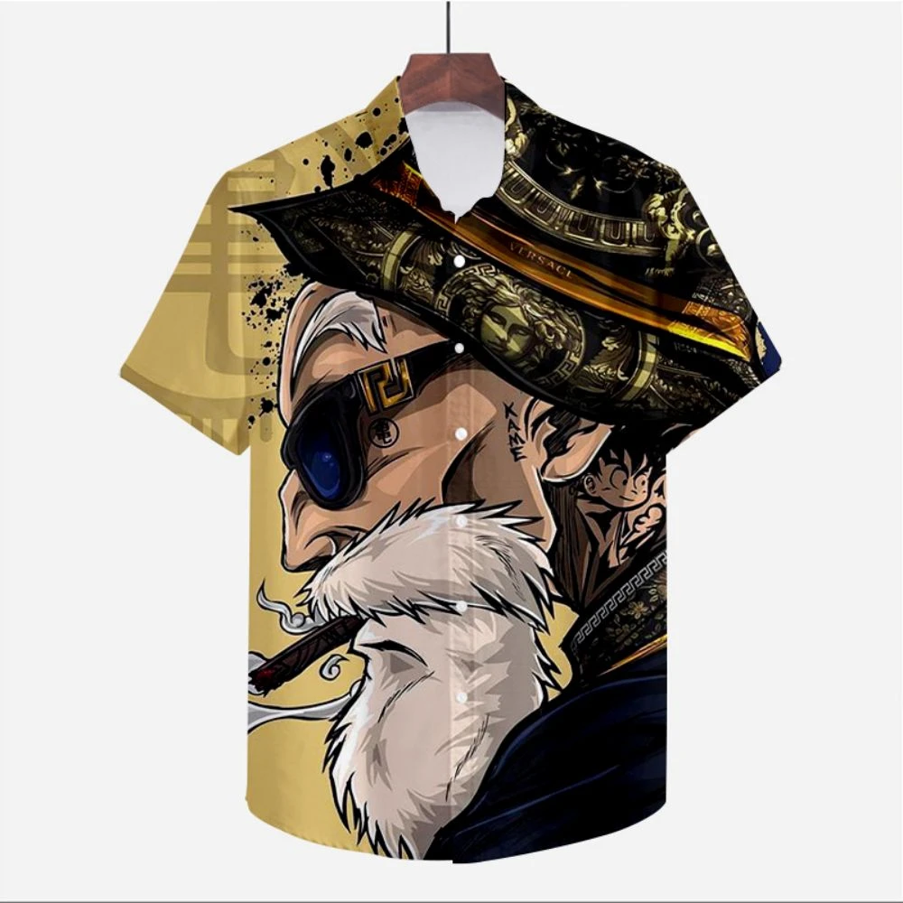 Men's Shirt Goku Dragon Ball Z Clothes Anime 2023 Beach Style High ...