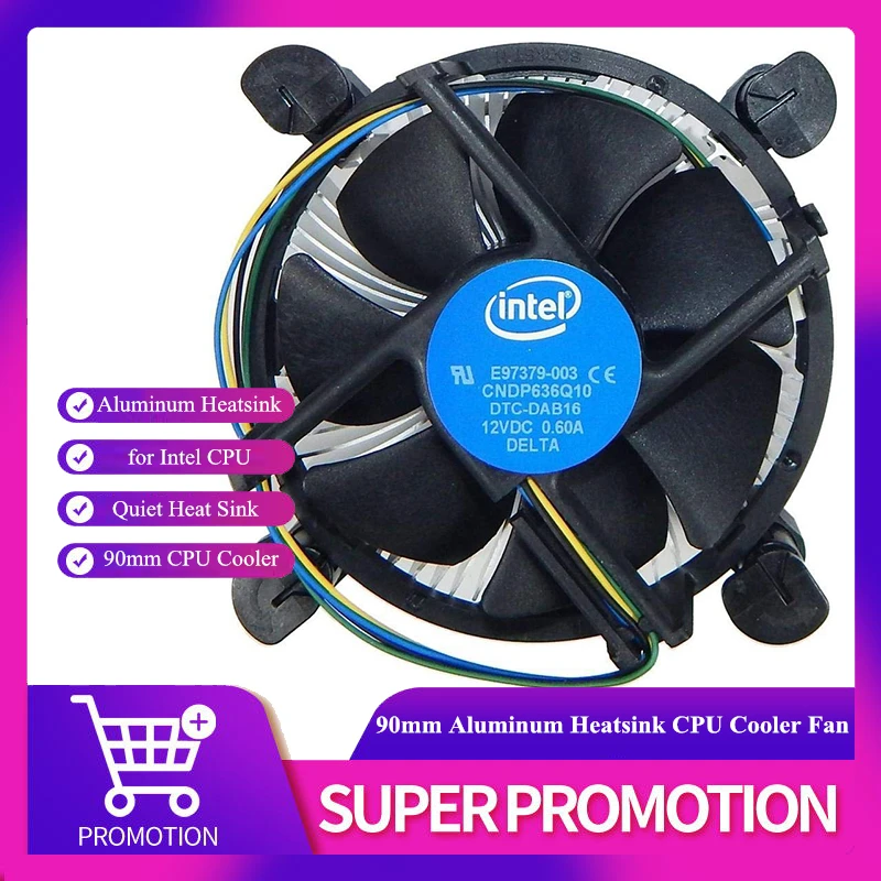 Cooler de cpu com ventilador de 90mm, dissipador de calor de alumínio ...