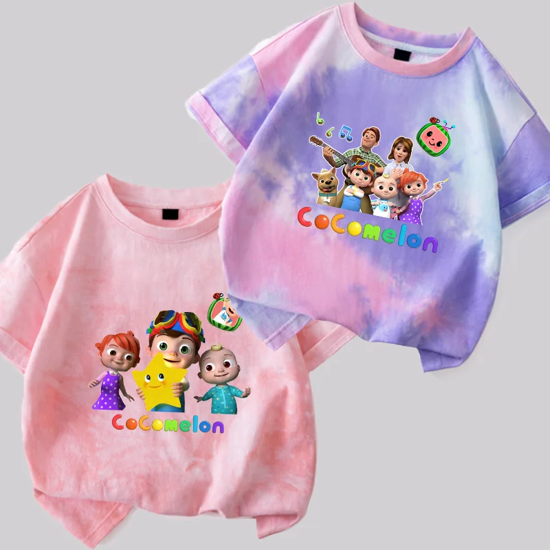Cocomelons Children Tie-dye T-shirts Kids Summer Clothes Cartoon Anime ...