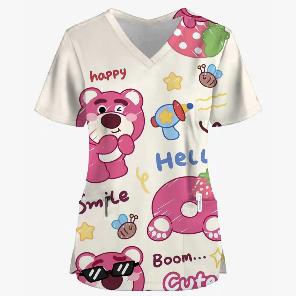 Disney-Brand-strawberry-Bear-Beautician-Lab-Workwear-Beauty-Salon ...