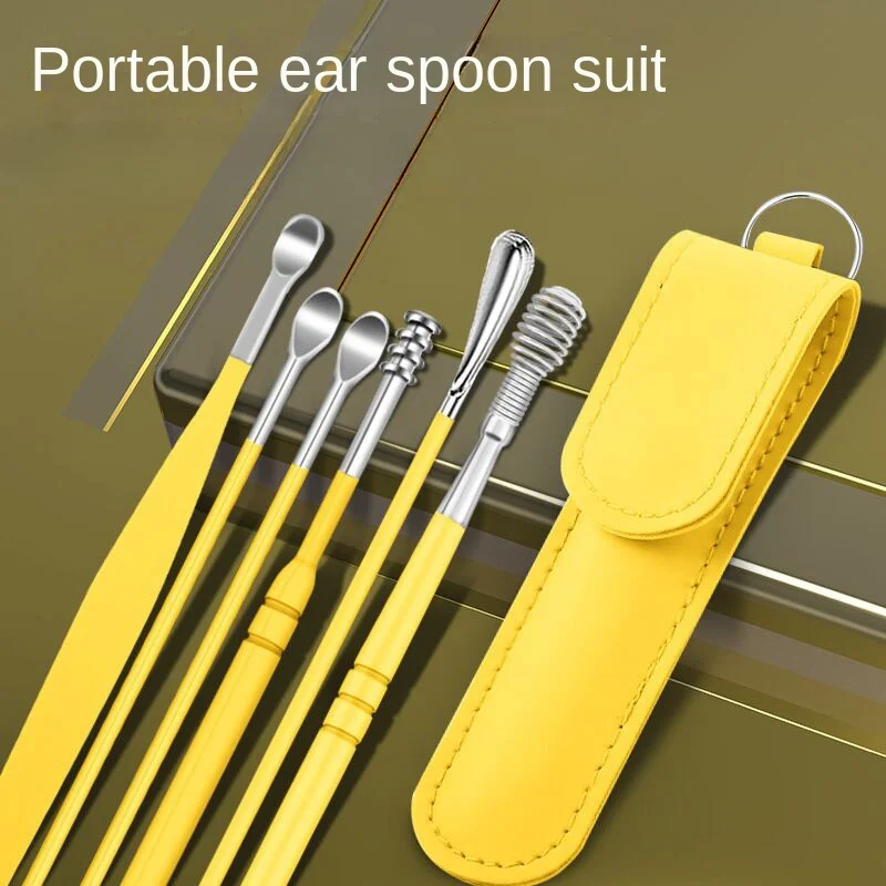 6PCS-Ear-Care-Set-Stainless-Steel-Earpick-Ear-Cleaner-Spoon-Cleaning ...