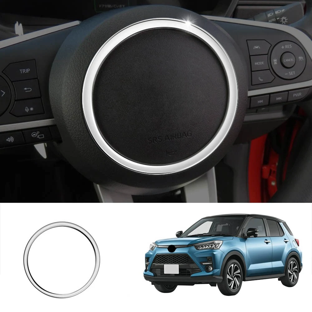 For Toyota Raize 2021 2022 Car Silver Steering Wheel Ring Panel Cover ...