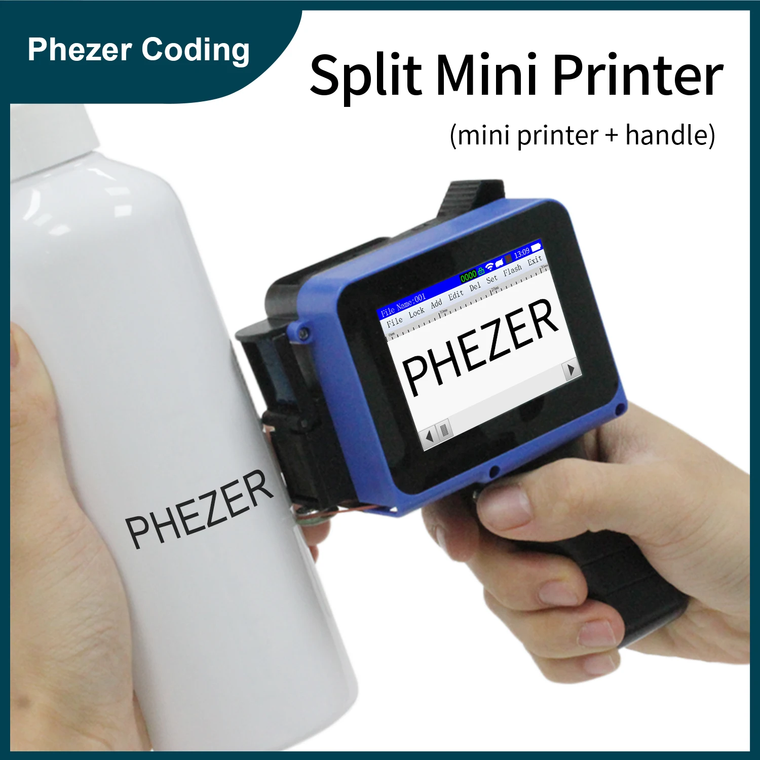 Phezer PC12 12.7mm Handheld mini printer Detachable mini printer QR Bar ...