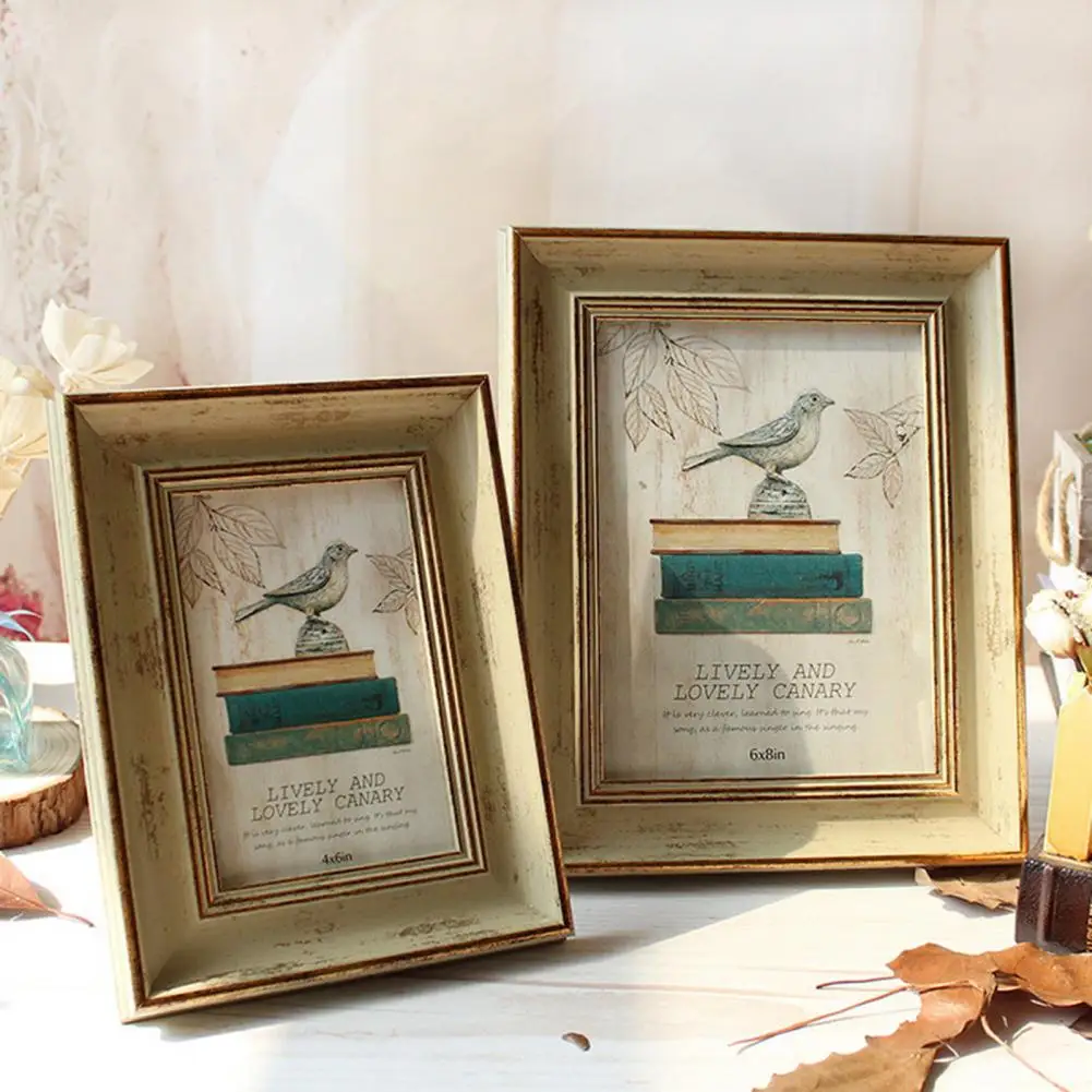 Useful Photo Frame Smooth Edge Hanging Picture Frame with Hook Vintage ...