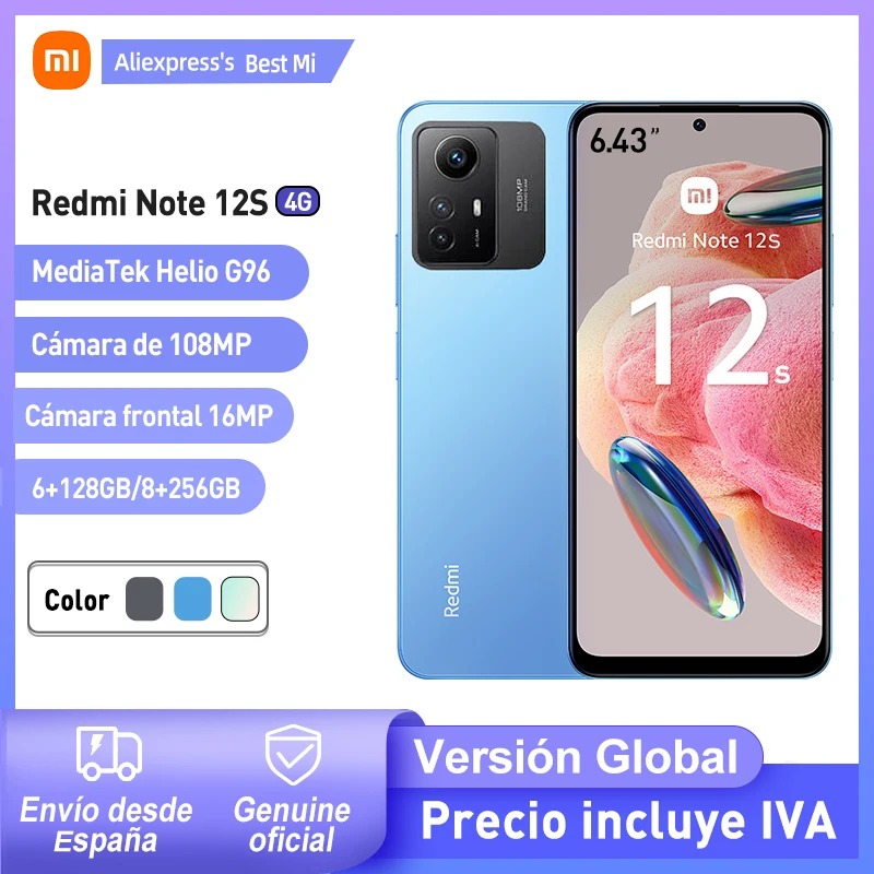 Xiaomi Redmi Note 12S, Smartphones, Versión Global, 128/256GB, cámara ...