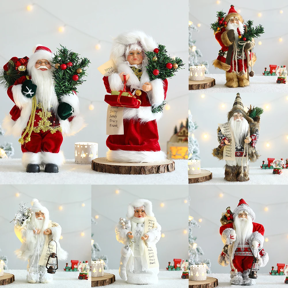 20/28cm Cute Santa Claus Doll Standing Santa Claus Statue 2023Xmas Tree ...