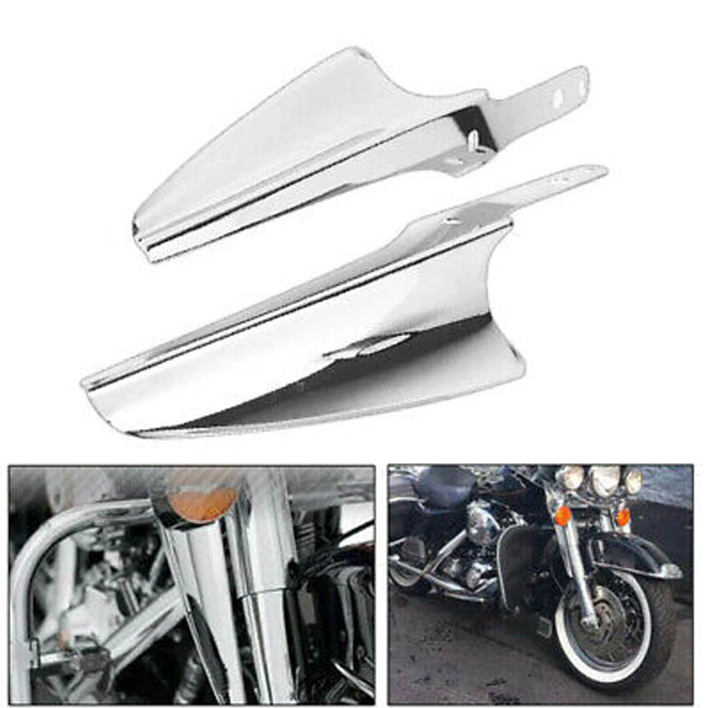 Motorcycle-Chrome-Front-Fork-Mount-Wind-Deflectors-For-1995-2021-Harley ...