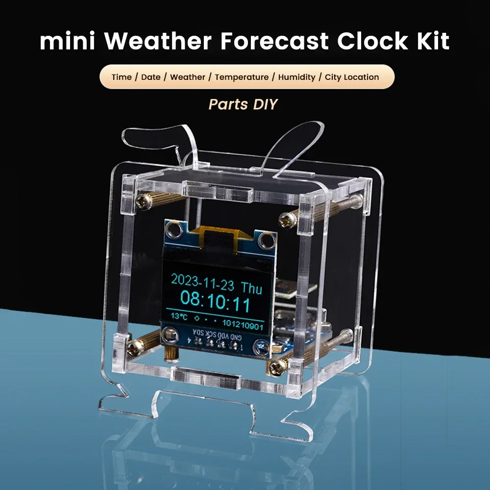 DC5V-ESP8266-DIY-Electronic-Kit-Mini-Weather-Forecast-Clock-Kits-OLED-Display-Connect-with-Shell ...