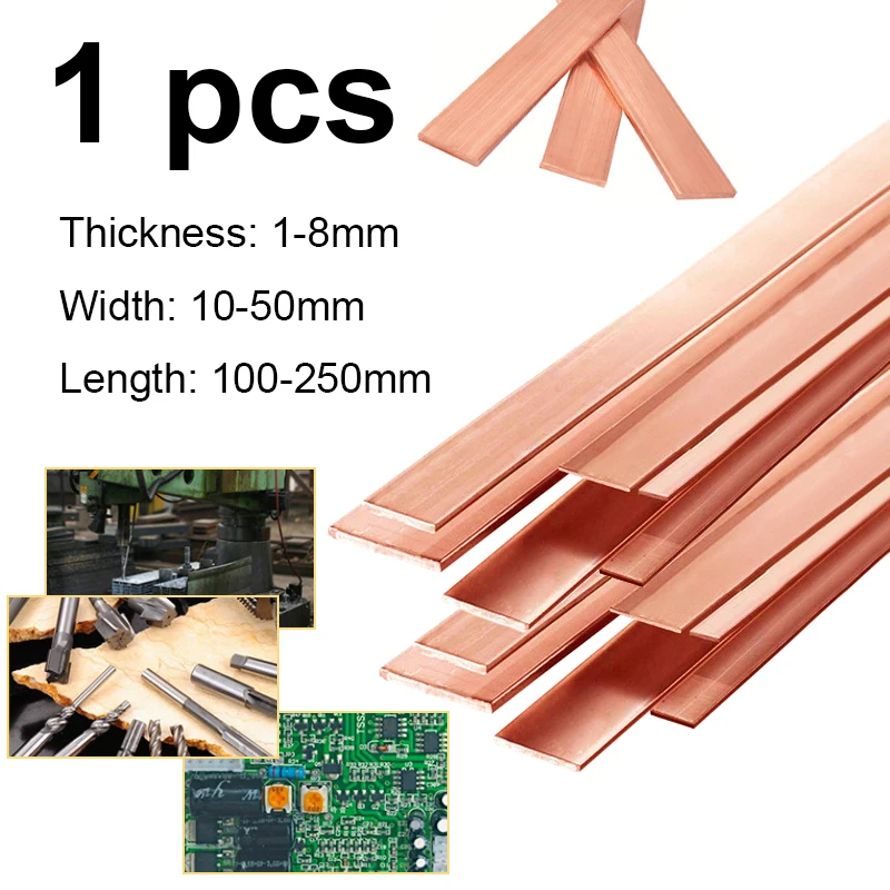 1Pcs 99.9% Pure Copper Thickness 1mm-8mm Copper Strip Red Copper Pad ...