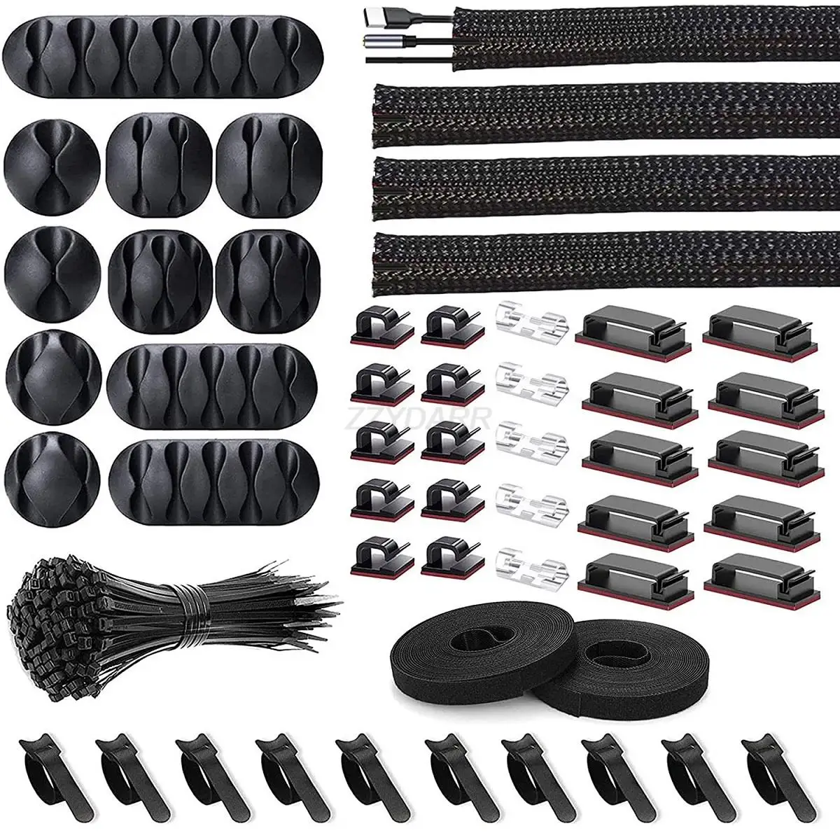 152 PCS Cable Organizer Clips Office Cable Management Kit Cord ...