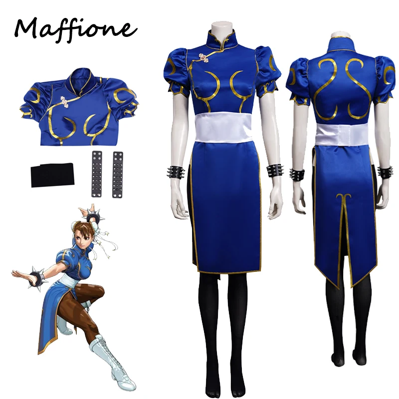 Chun-Li-Cosplay-Dress-Costume-Game-SF-Role-Play-Blue-Skirts-Outfit ...