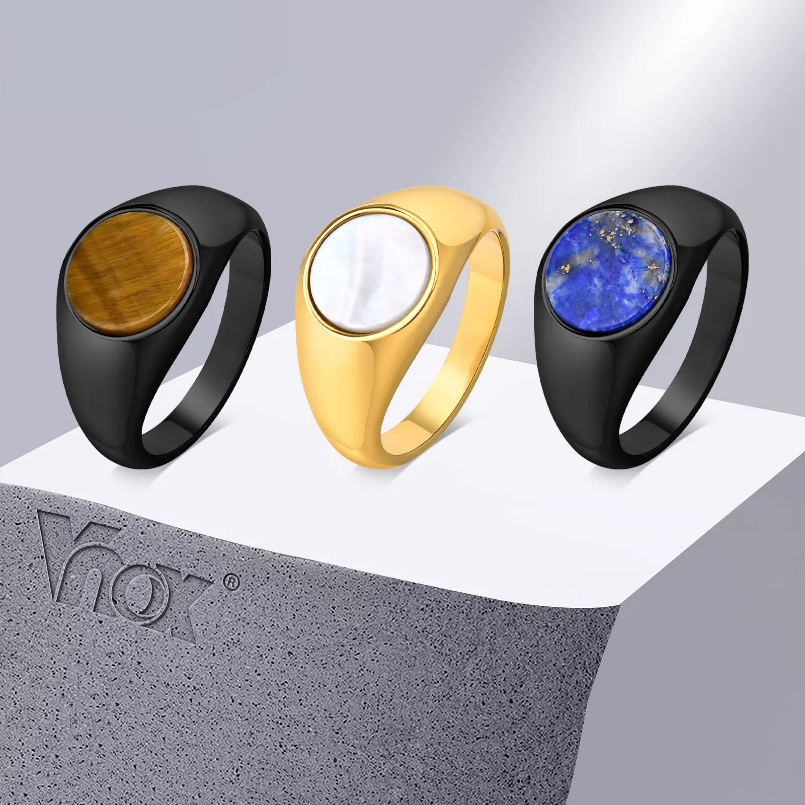 Vnox-Men-s-Blue-Stone-Signet-Ring-Stainless-Steel-Pinky-Thumb-Ring-Band ...