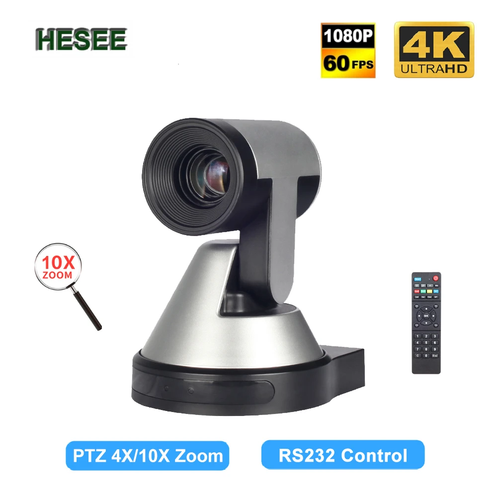 HESEE 4k webcam 1080p 60fps câmeras web usb ptz zoom 4x 10x óptico ...