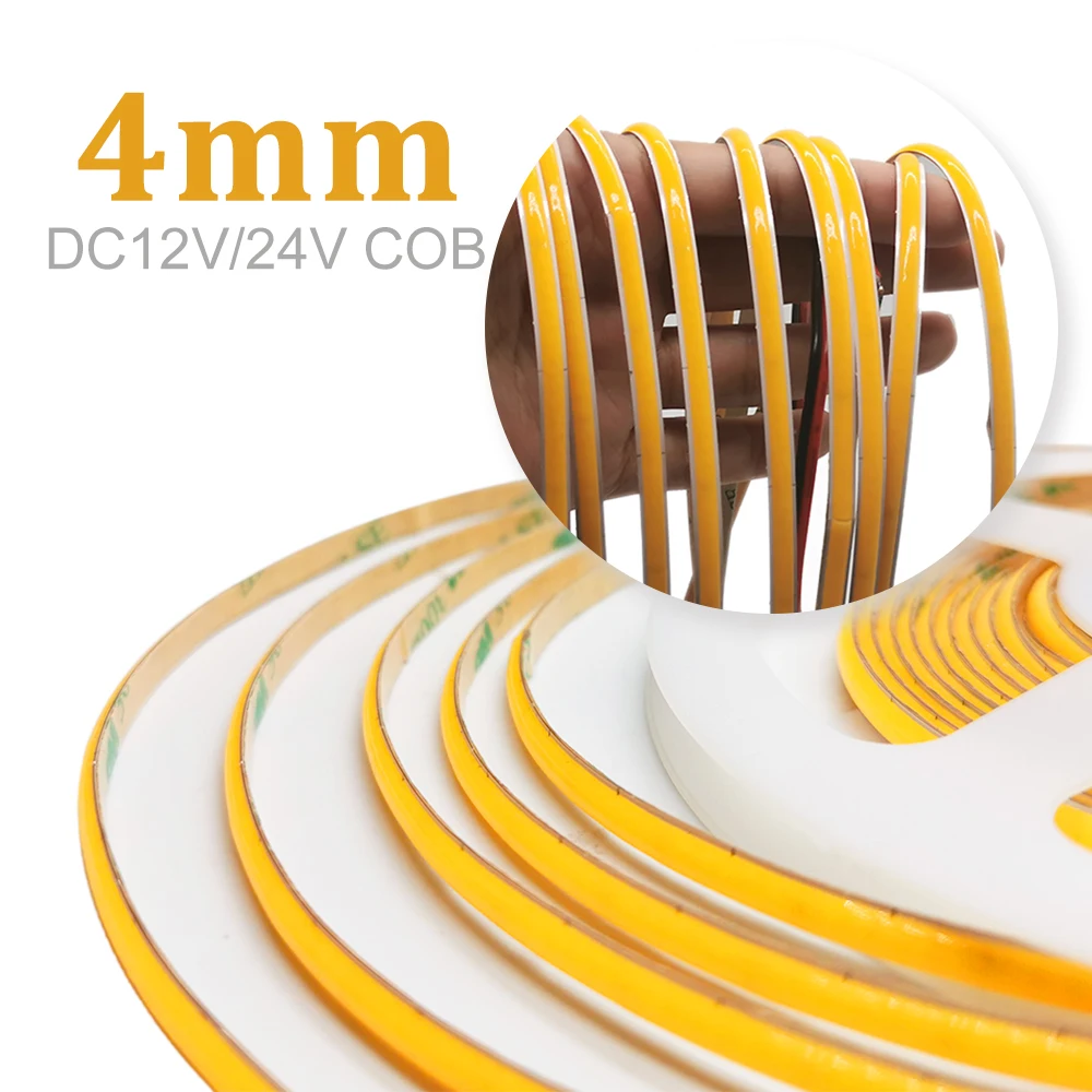 DC12V-24V-4mm-Super-Thin-COB-LED-Strip-Lights-Soft-480LEDs-m-High ...