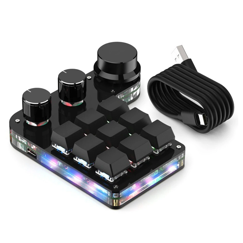 RGB-Macro-Keyboard-3-Knob-USB-Custom-Keyboard-Mini-Mechanical-Keyboard ...