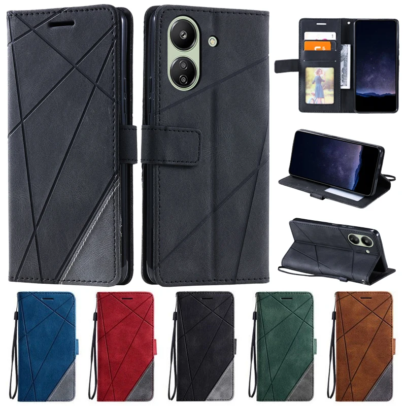 Redmi 13C Case on For Coque Xiaomi Redmi 13C Cover Luxury Flip Wallet ...