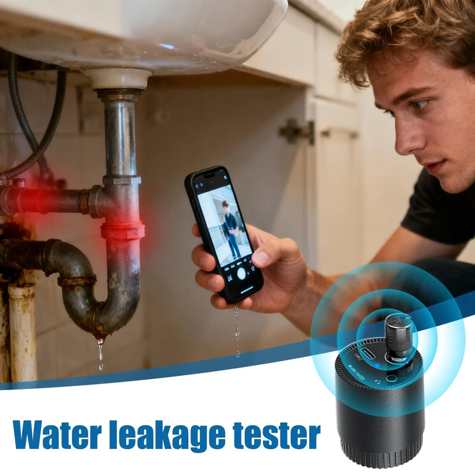 Pipe Leak Detector Portable Water Leak Sensor Drip Monitor Device 0 ...