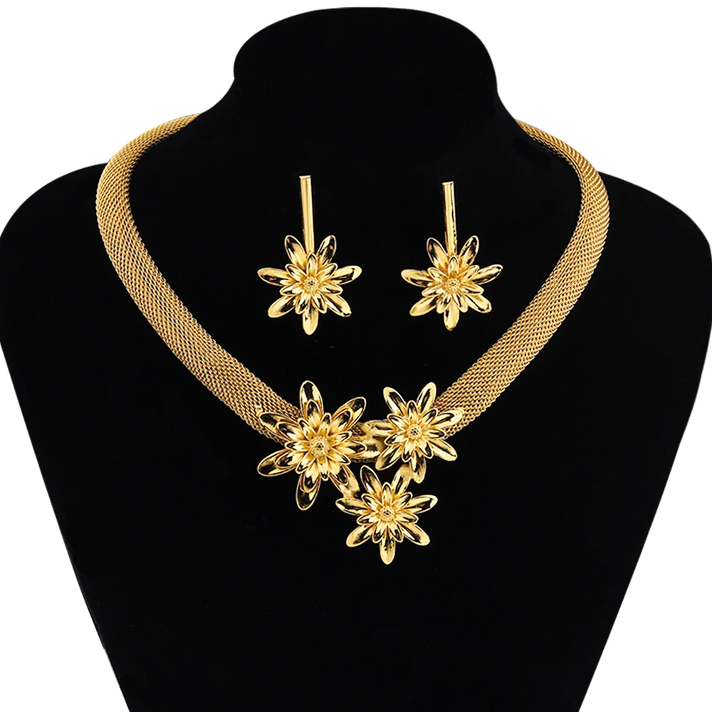 Morocco Gold Color High Quality Jewelry Women's Necklace Earrings Set ...