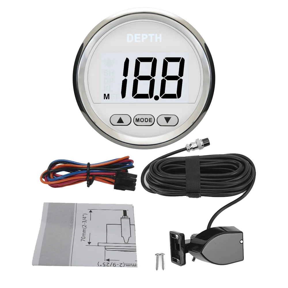 Popular-Waterproof-52mm-Digital-Depth-Gauge-Indicator-with-Transducer ...