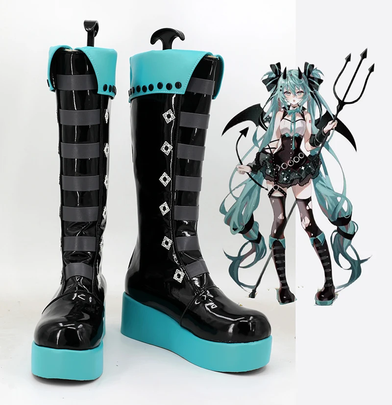 Miku Cosplay Shoes Women Custom Made Boots Halloween - AliExpress 200000532
