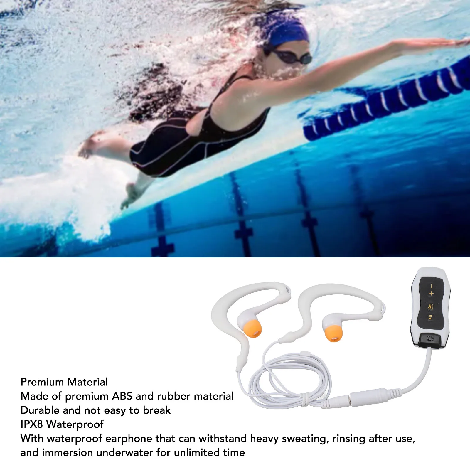 Underwater MP3 Music Player Waterproof MP3 Player Rechargeable USB2.0 ...