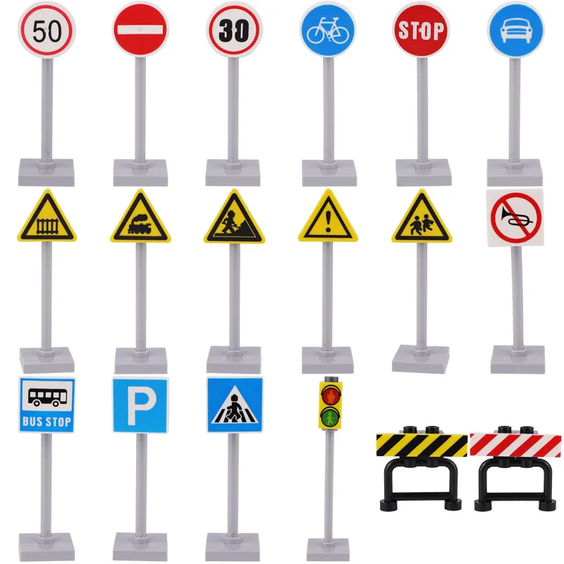 18-Sets-MOC-Street-Traffic-Building-Blocks-City-Road-Traffic-Signs ...