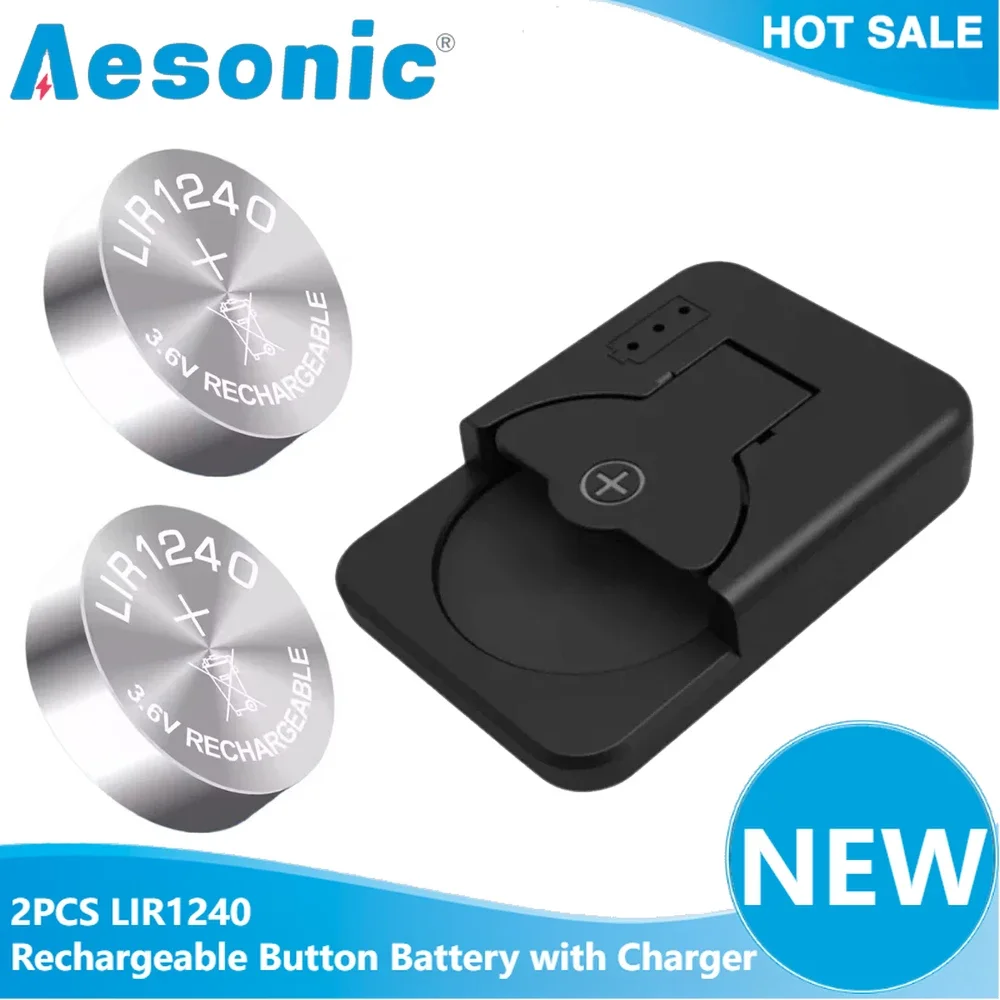 2PCS-LIR1240-Rechargeable-Button-Battery-with-Charger-for-TWS-Bluetooth ...