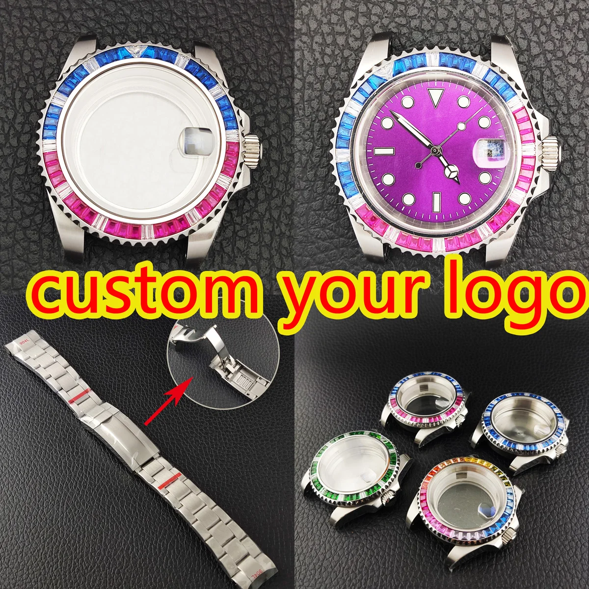 40mm-nh35-case-chromatic-Diamond-Stainless-Steel-Case-Men-Mechanical ...