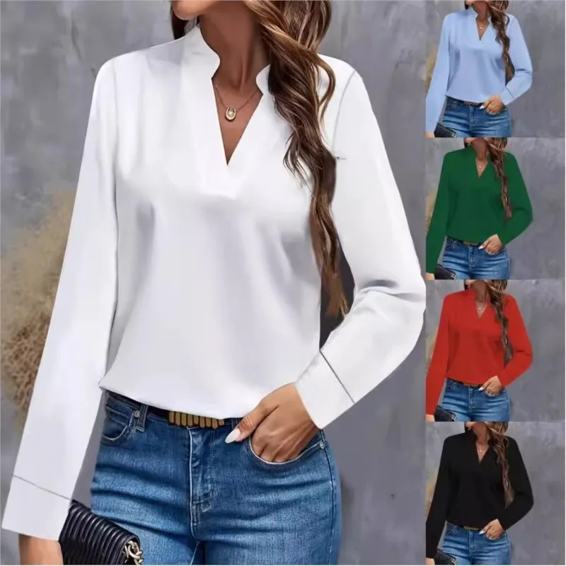 Autumn-White-Women-s-Blouses-Spring-Long-Sleeve-Simple-Office-Lady ...